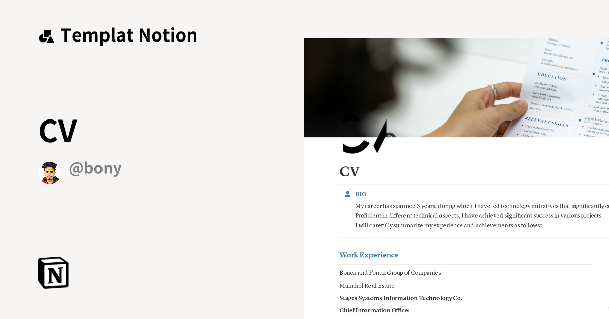 Templat CV | Notion Marketplace