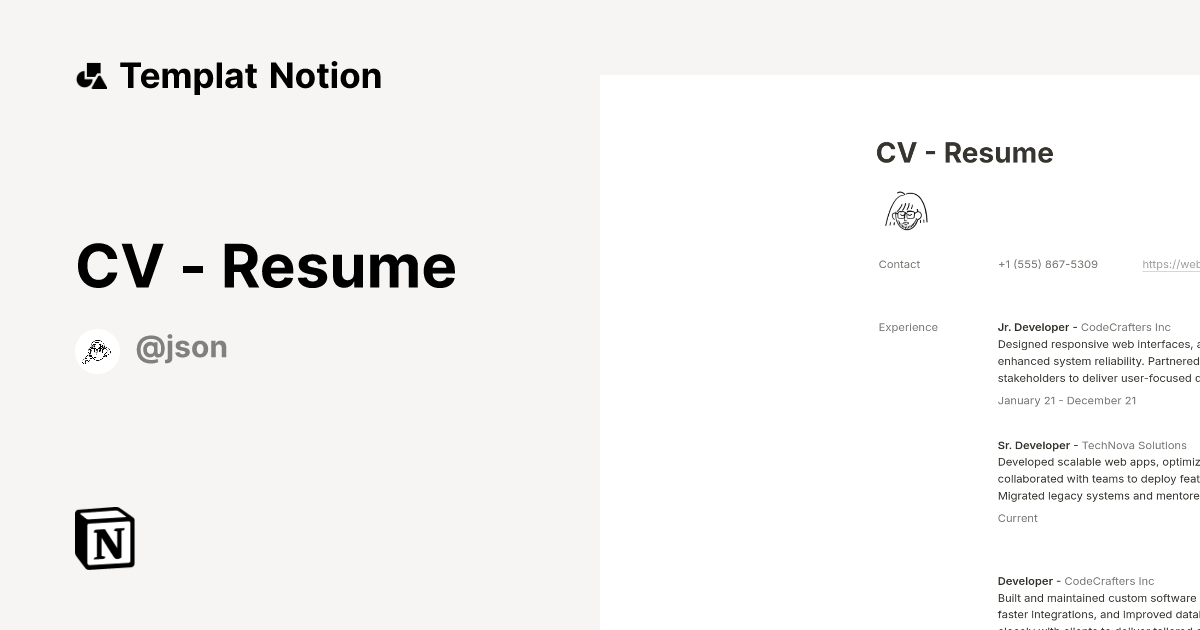 Templat CV - Resume | Notion Marketplace
