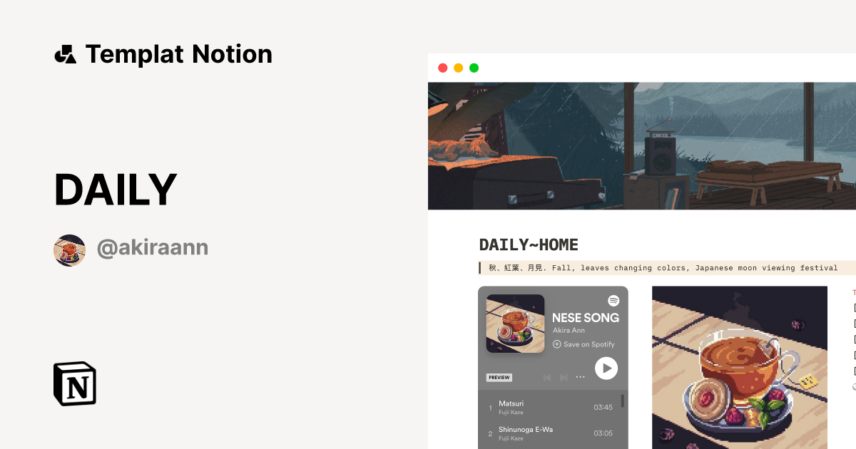 DAILY Templat oleh Akira Ann | Notion Marketplace