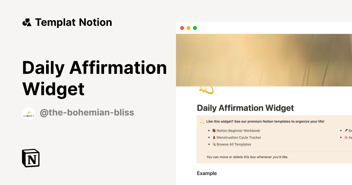 Templat Daily Affirmation Widget | Notion Marketplace