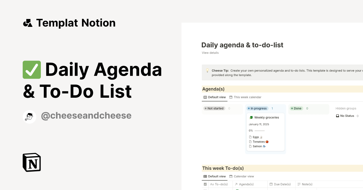 Templat Daily Agenda & To-Do List | Notion Marketplace