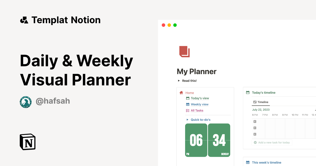 Templat Daily & Weekly Visual Planner | Notion Marketplace