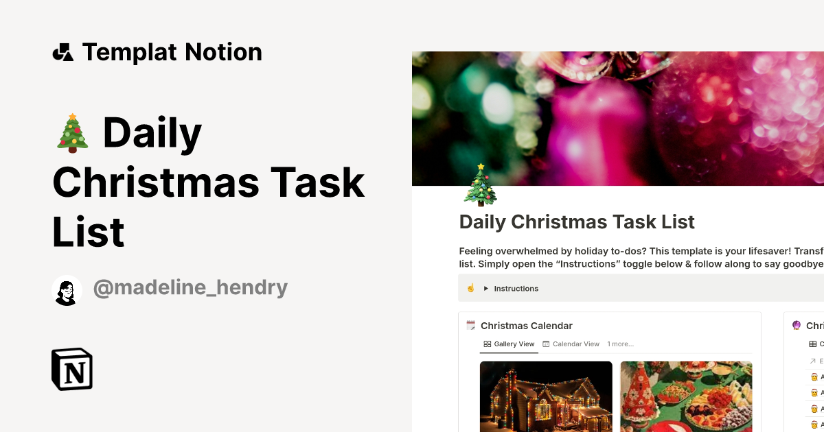 Templat 🎄 Daily Christmas Task List | Notion Marketplace