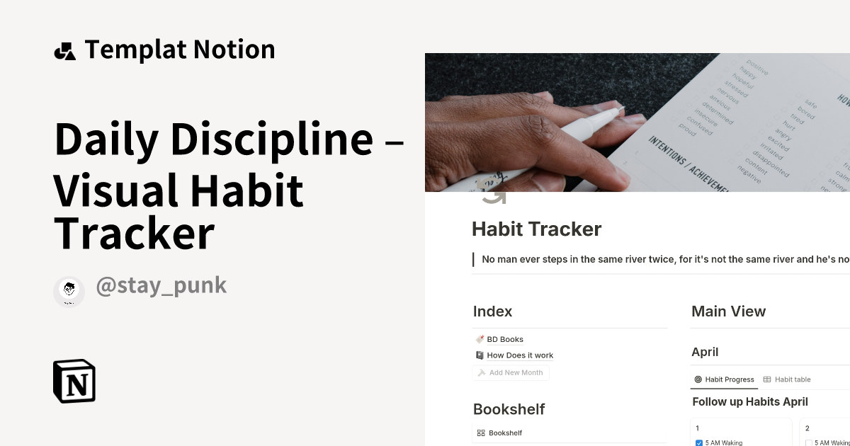 Templat Daily Discipline – Visual Habit Tracker | Notion Marketplace