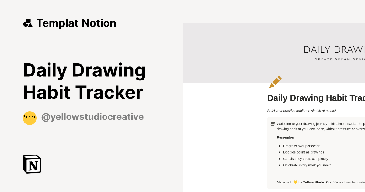 Templat Daily Drawing Habit Tracker | Notion Marketplace