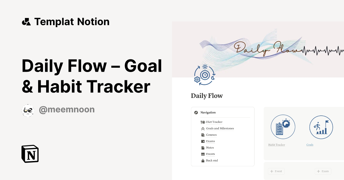 Templat Daily Flow – Goal & Habit Tracker | Notion Marketplace