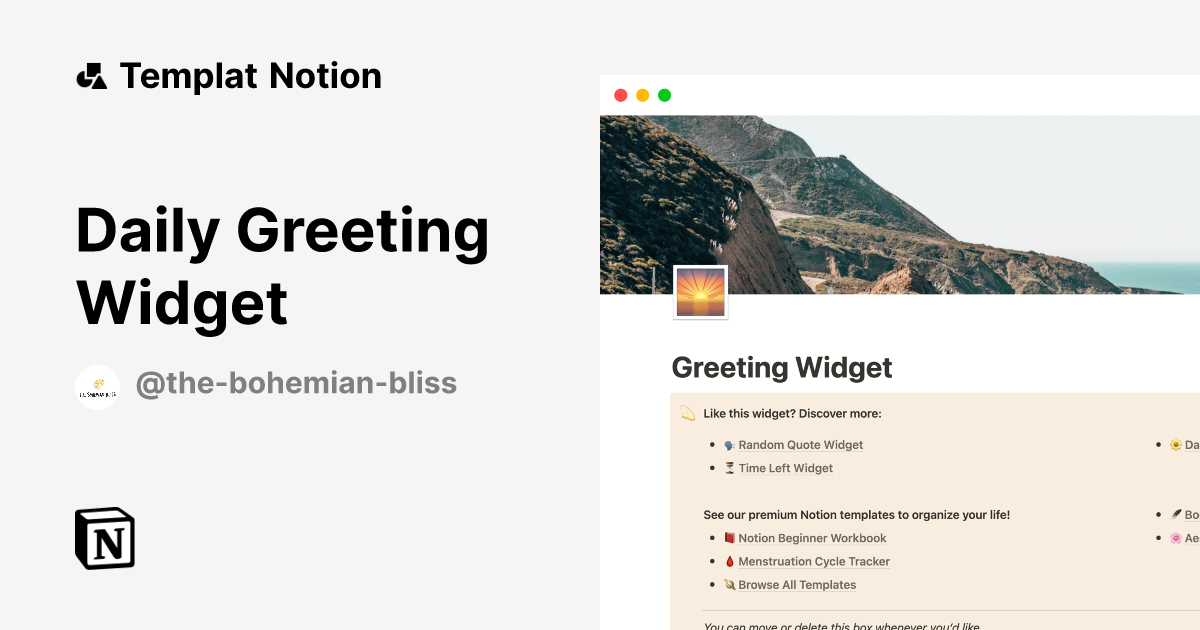 Templat Daily Greeting Widget | Notion Marketplace