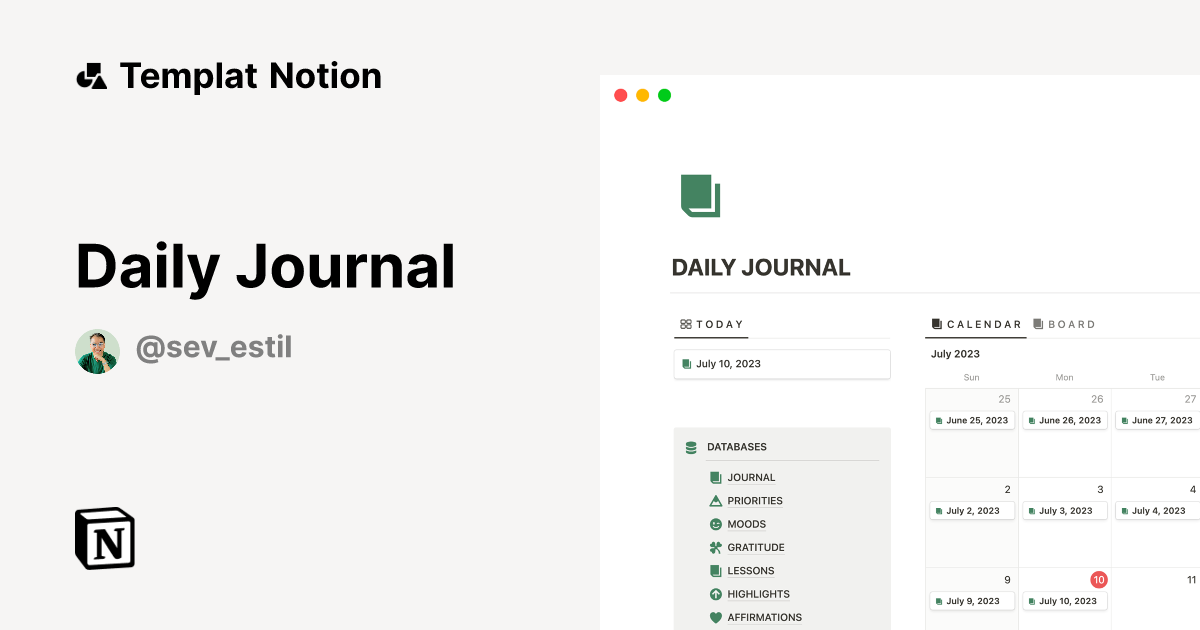 Templat Daily Journal | Notion Marketplace