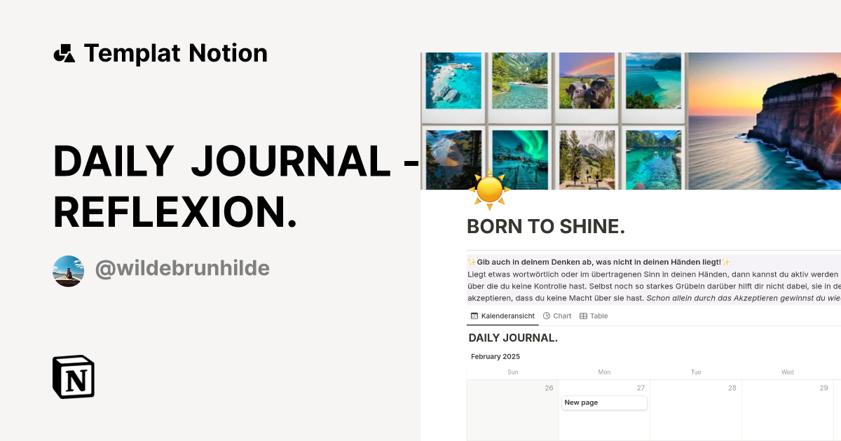DAILY JOURNAL - REFLEXION. Templat oleh michelle. | Notion Marketplace