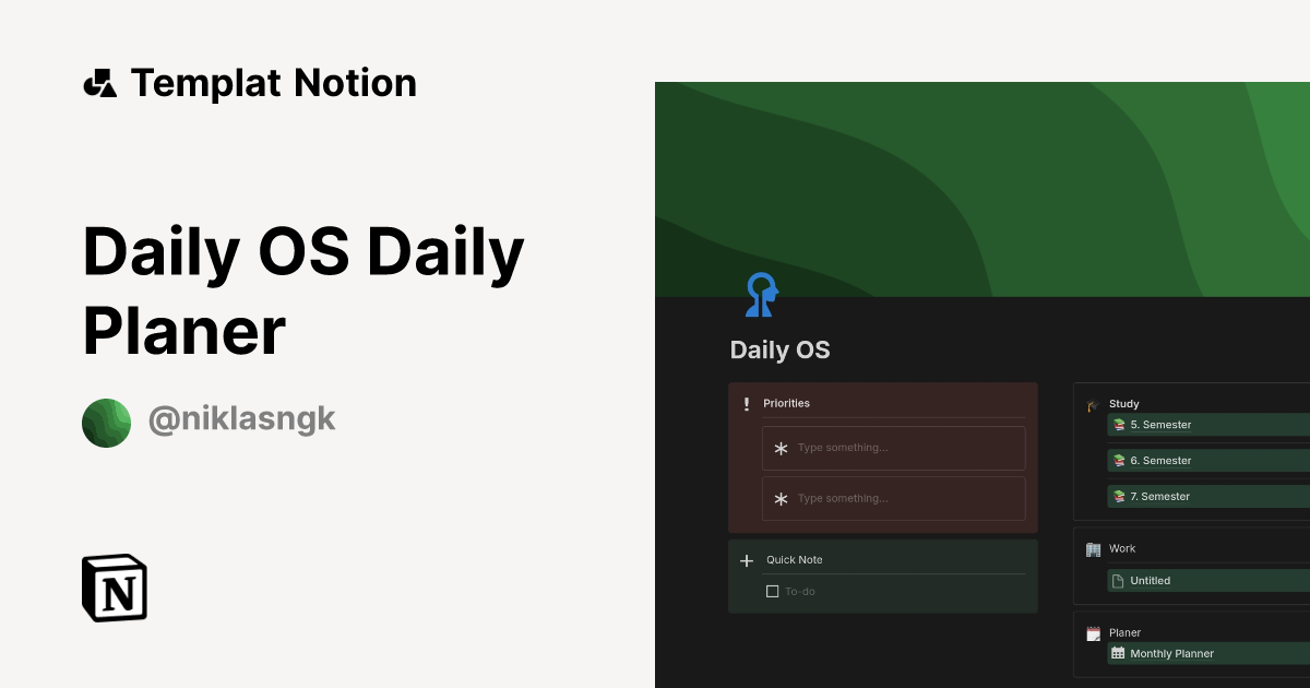Templat Daily OS Daily Planer | Notion Marketplace