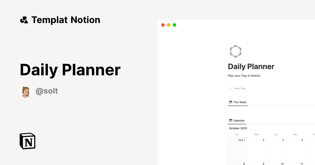 Templat Daily Planner | Notion Marketplace