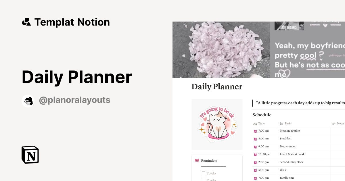 Templat Daily Planner | Notion Marketplace