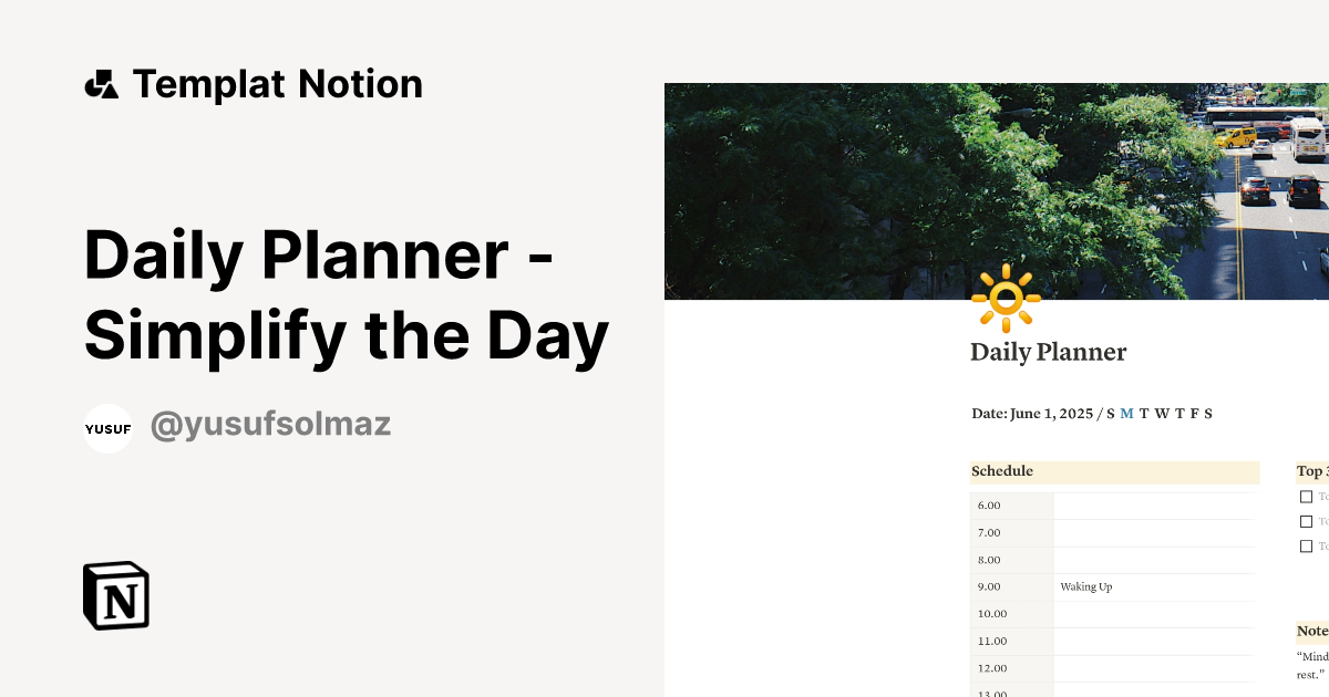 Templat Daily Planner - Simplify the Day | Notion Marketplace
