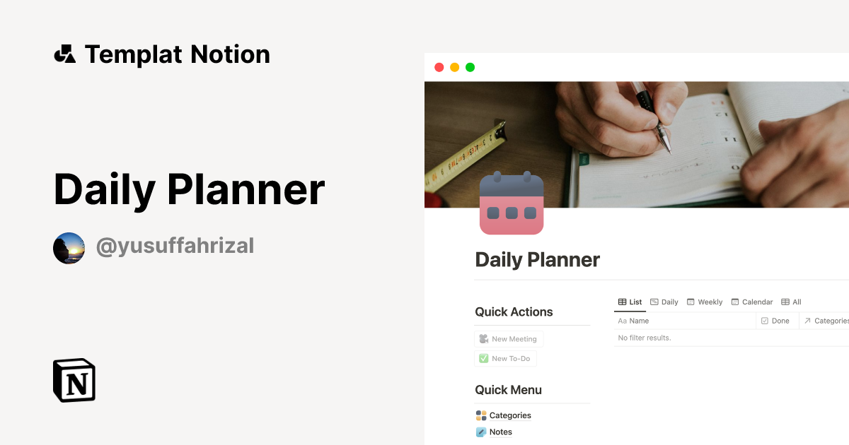 Templat Daily Planner | Notion Marketplace