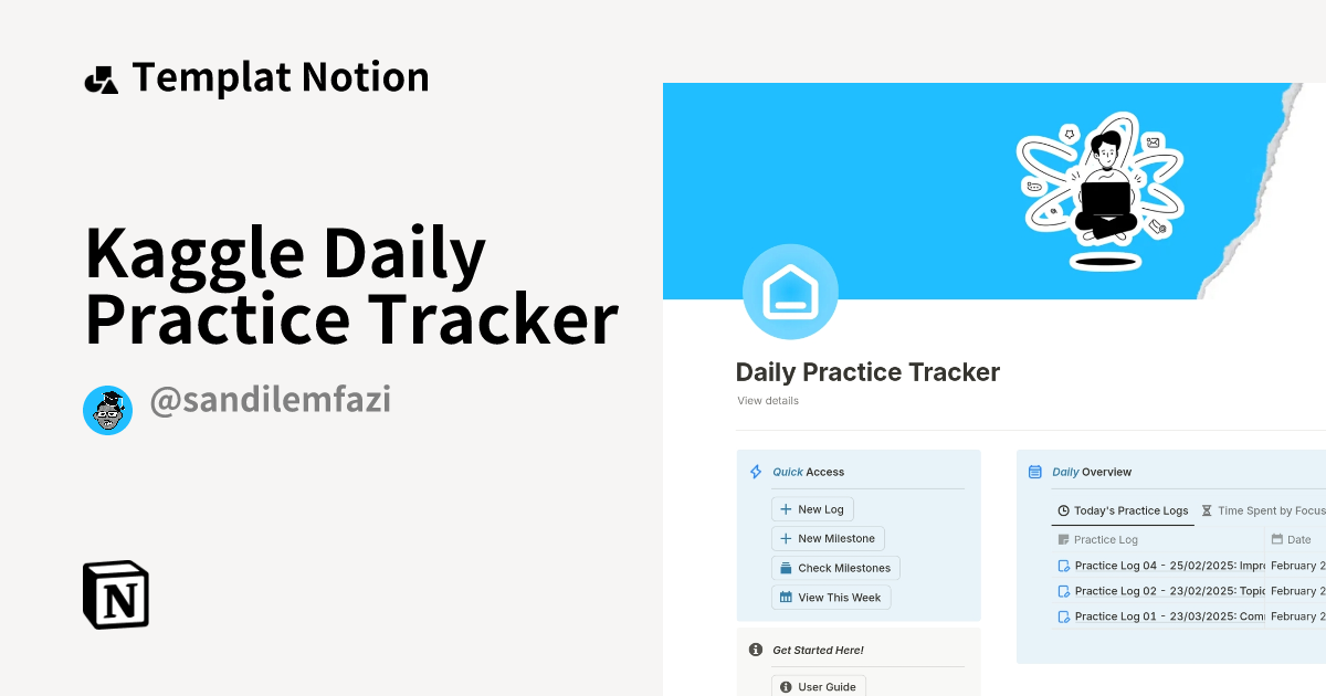 Templat Kaggle Daily Practice Tracker | Notion Marketplace