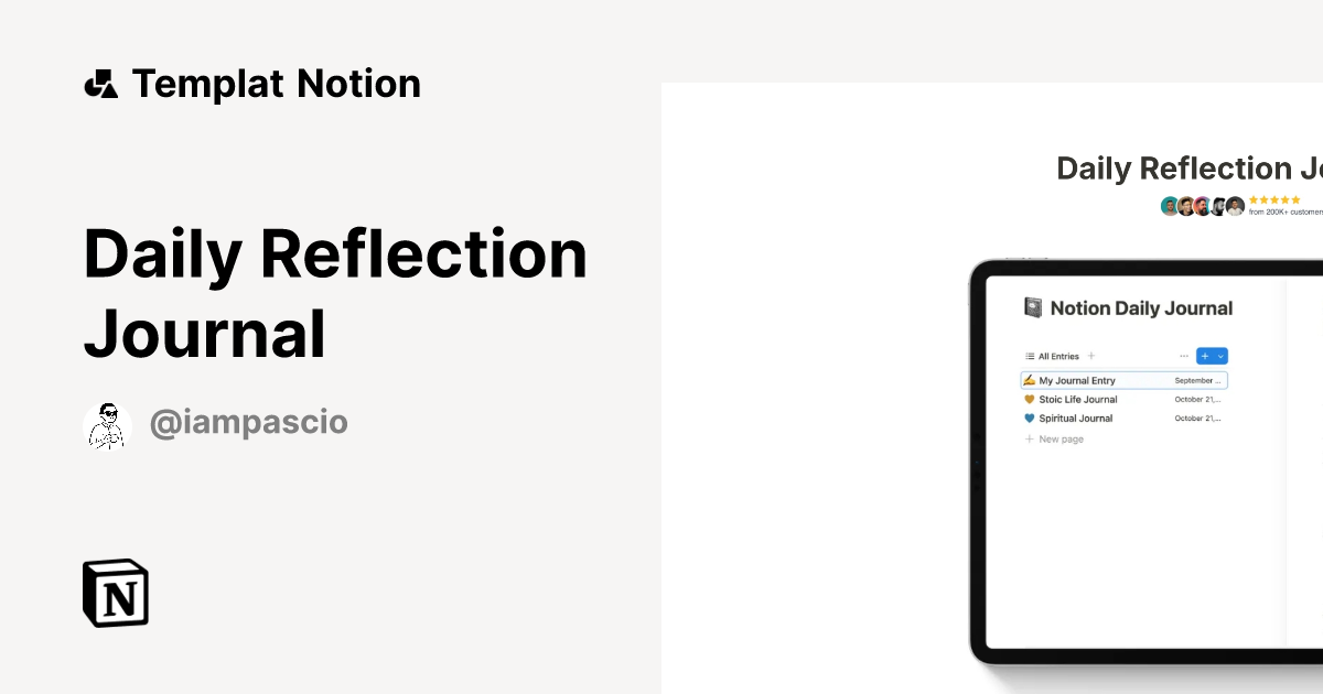 Daily Reflection Journal Templat oleh Pascio | Notion Marketplace