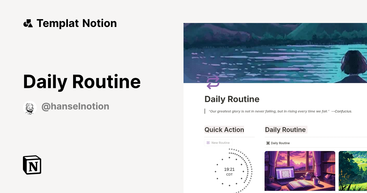 Daily Routine Templat oleh Hansel Systems | Notion Marketplace