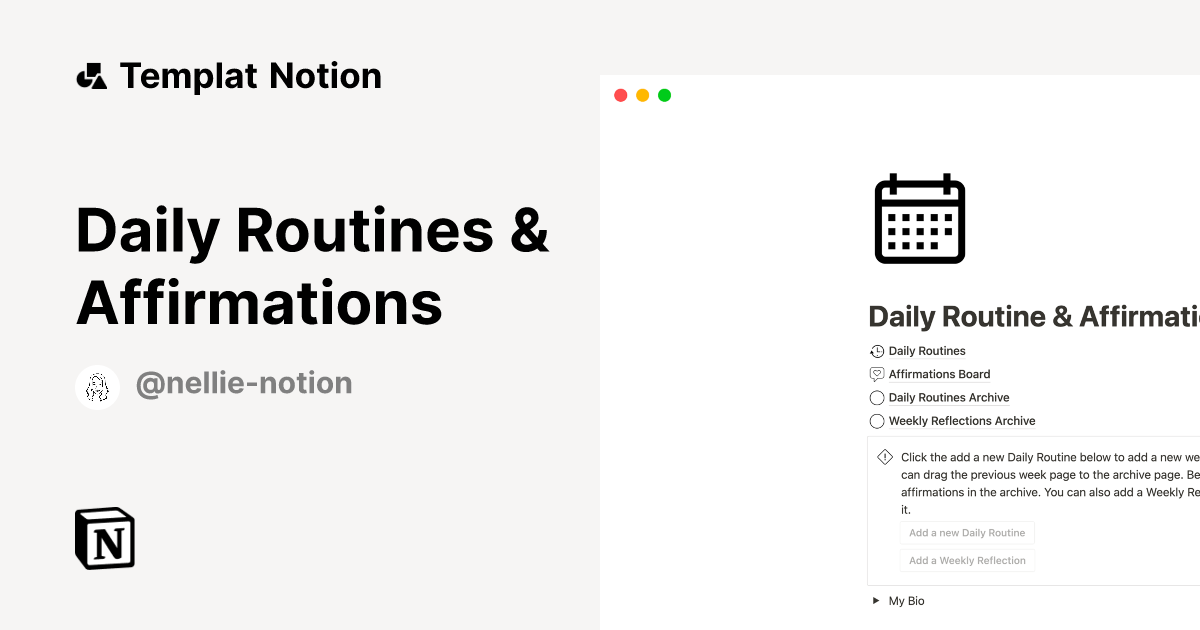 Daily Routines & Affirmations Templat oleh NellieNotion | Notion Marketplace
