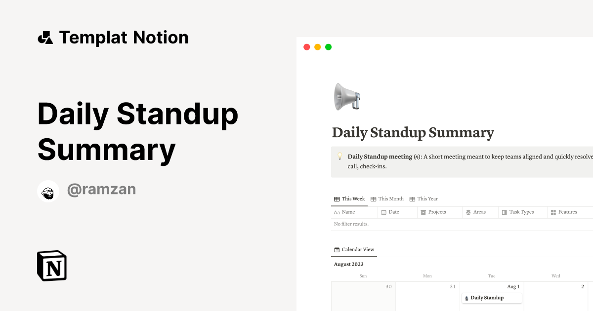 Templat Daily Standup Summary | Notion Marketplace