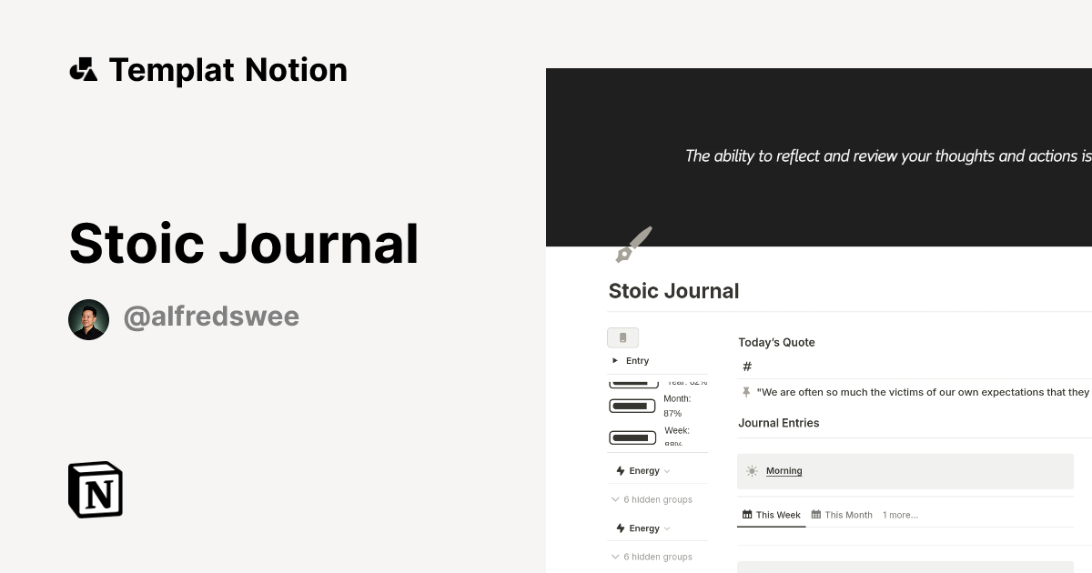 Stoic Journal Templat oleh Alfred Swee | Self-Actualisation Guide ...