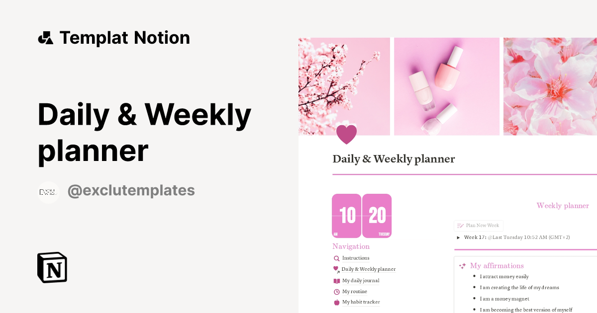 Templat Daily & Weekly planner | Notion Marketplace