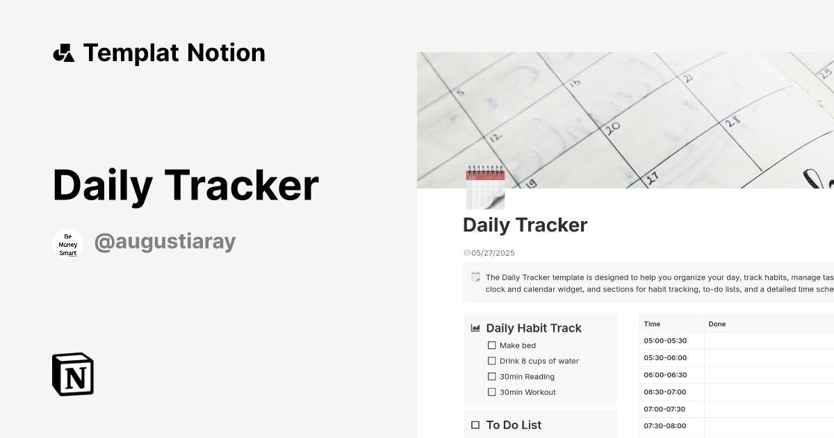 Templat Daily Tracker | Notion Marketplace