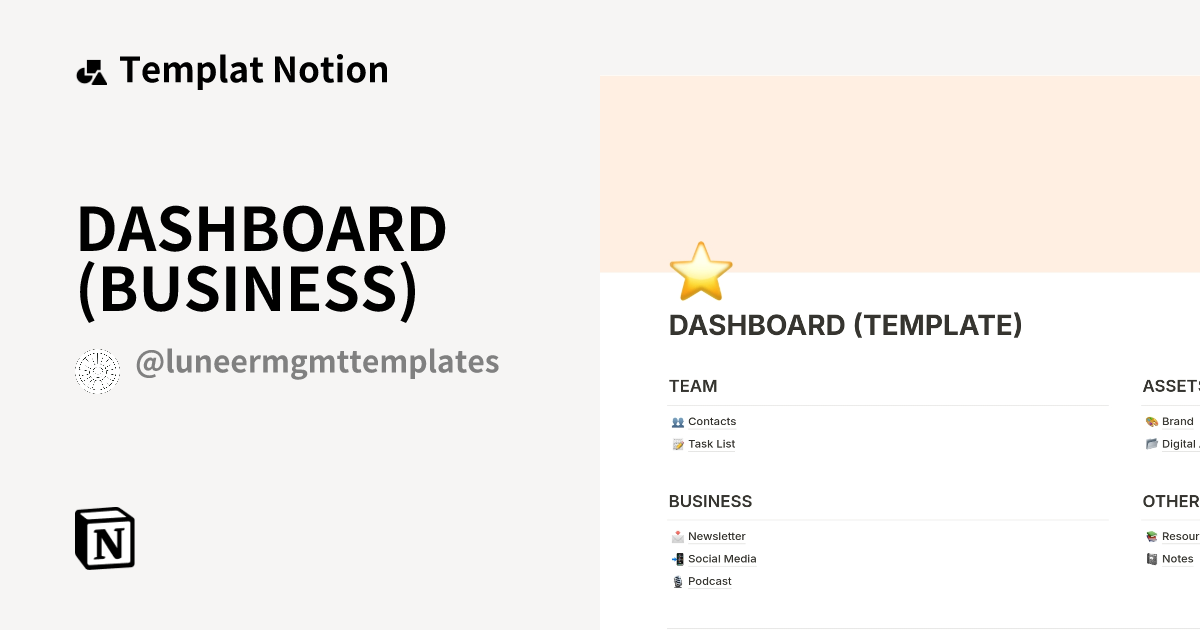 Templat DASHBOARD (BUSINESS) | Notion Marketplace