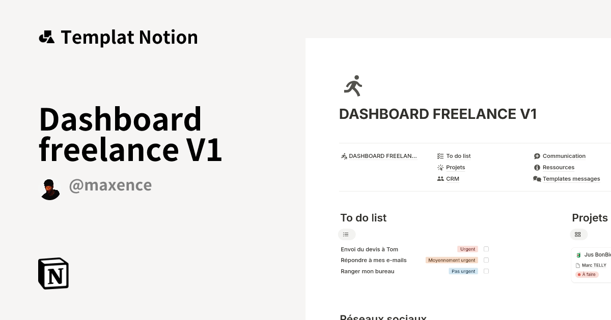 Templat Dashboard freelance V1 | Notion Marketplace