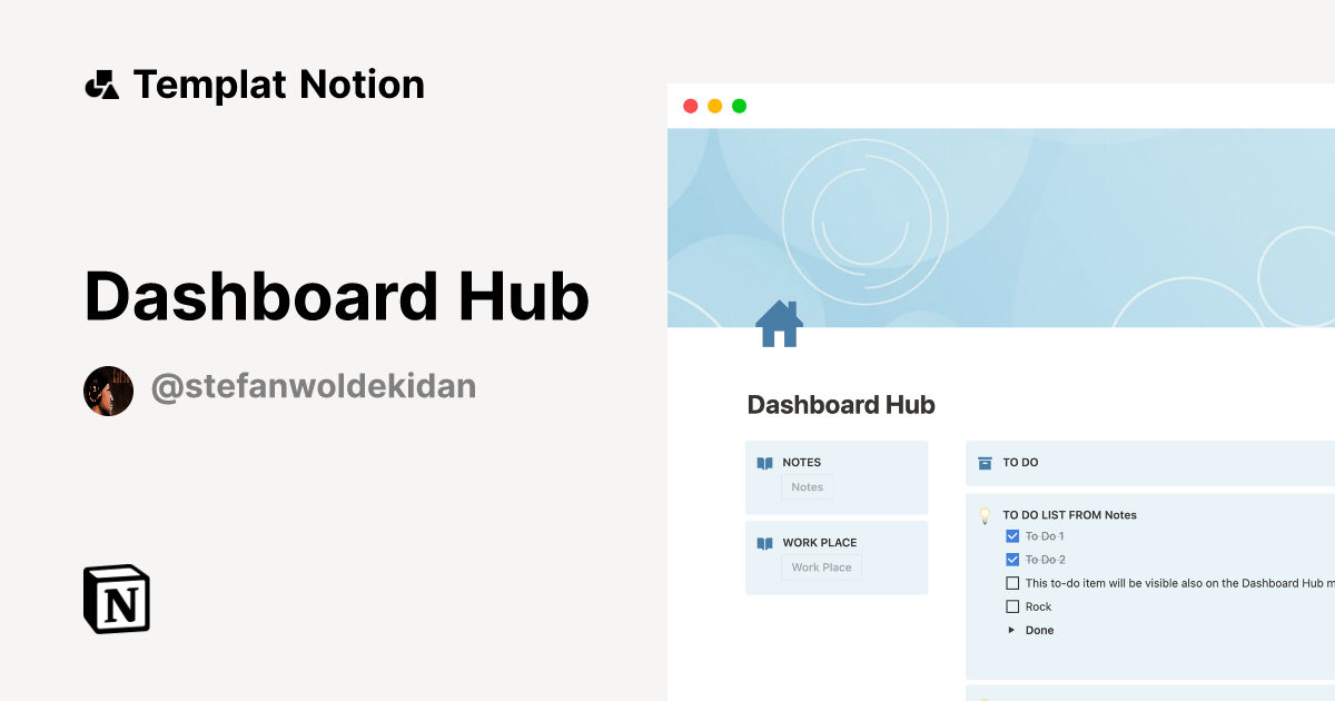 Dashboard Hub Templat oleh Stefan Woldekidan | Notion Marketplace
