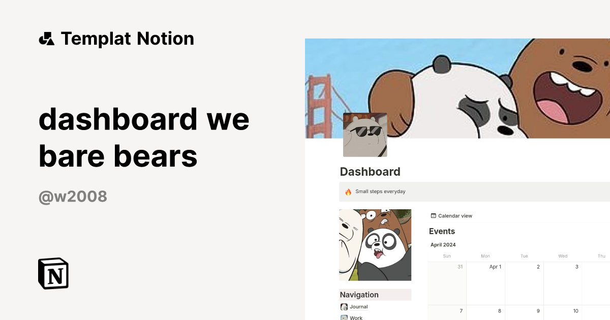 dashboard we bare bears Templat oleh w2008 | Notion Marketplace