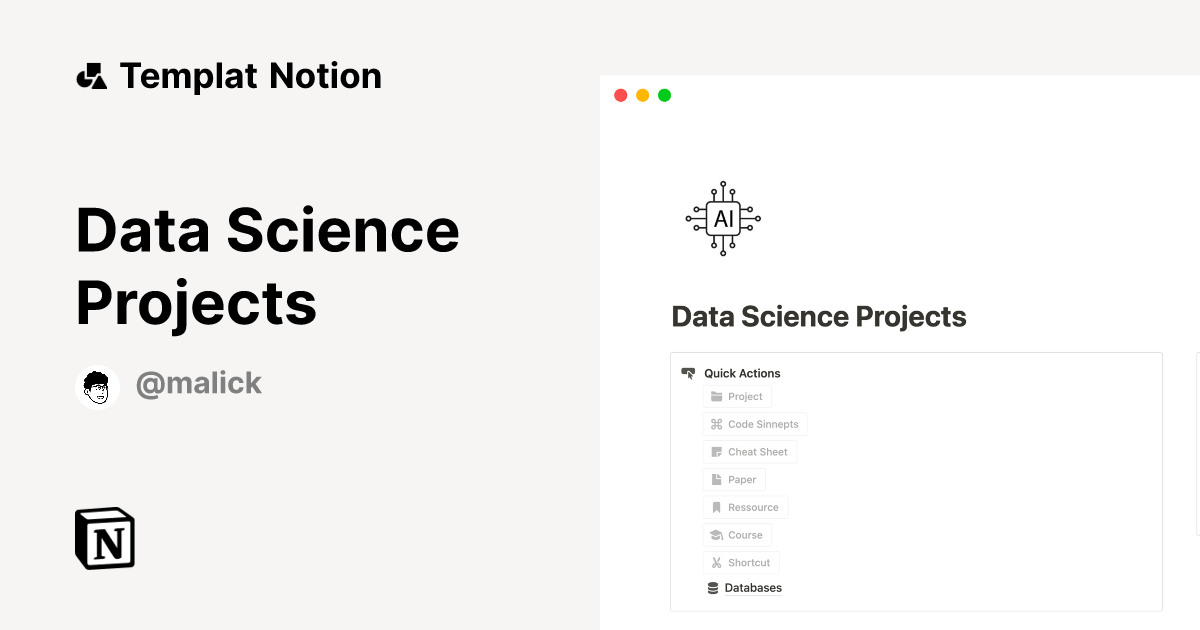 Templat Data Science Projects | Notion Marketplace