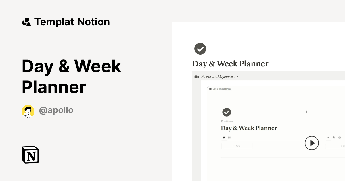 Day & Week Planner Templat oleh Apollo | Notion Marketplace