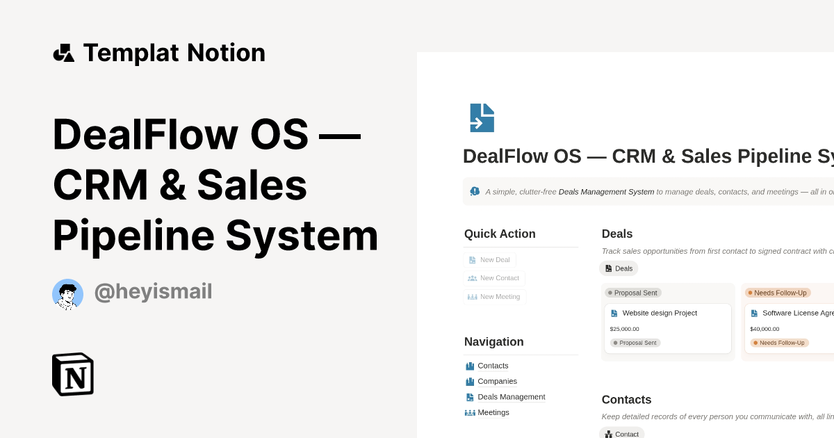 DealFlow OS — CRM & Sales Pipeline System Templat oleh heyismail ...