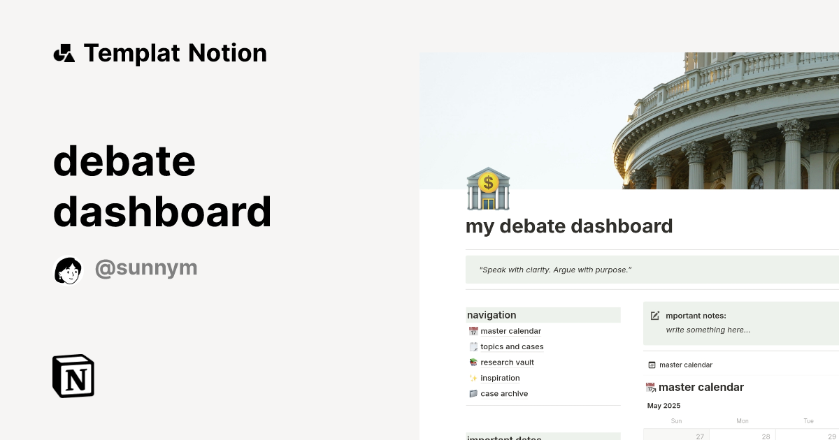 Templat debate dashboard | Notion Marketplace