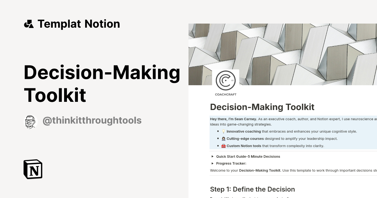 Decision-Making Toolkit Templat oleh Think It Through Tools | Notion ...
