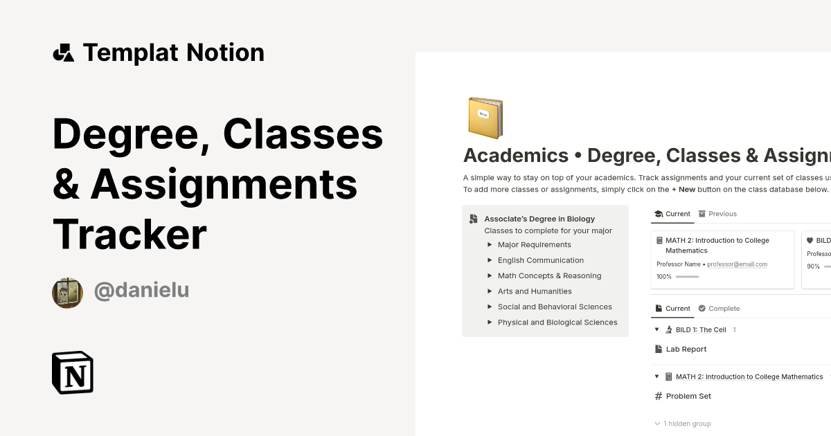 Templat Degree, Classes & Assignments Tracker | Notion Marketplace