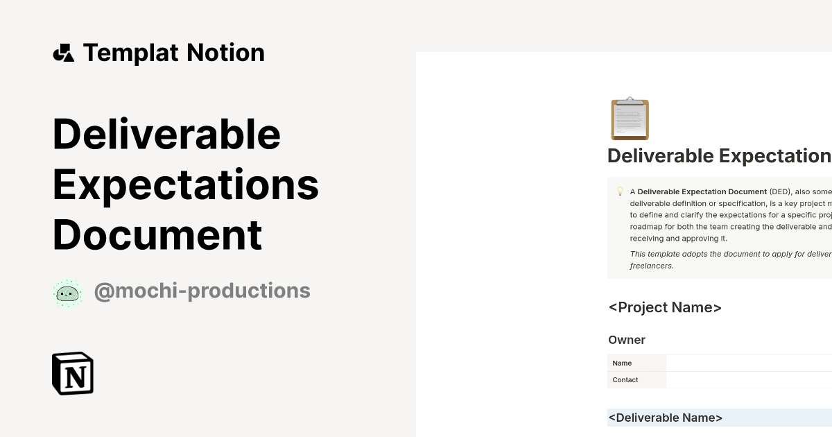 Deliverable Expectations Document Templat oleh Mochi Productions ...