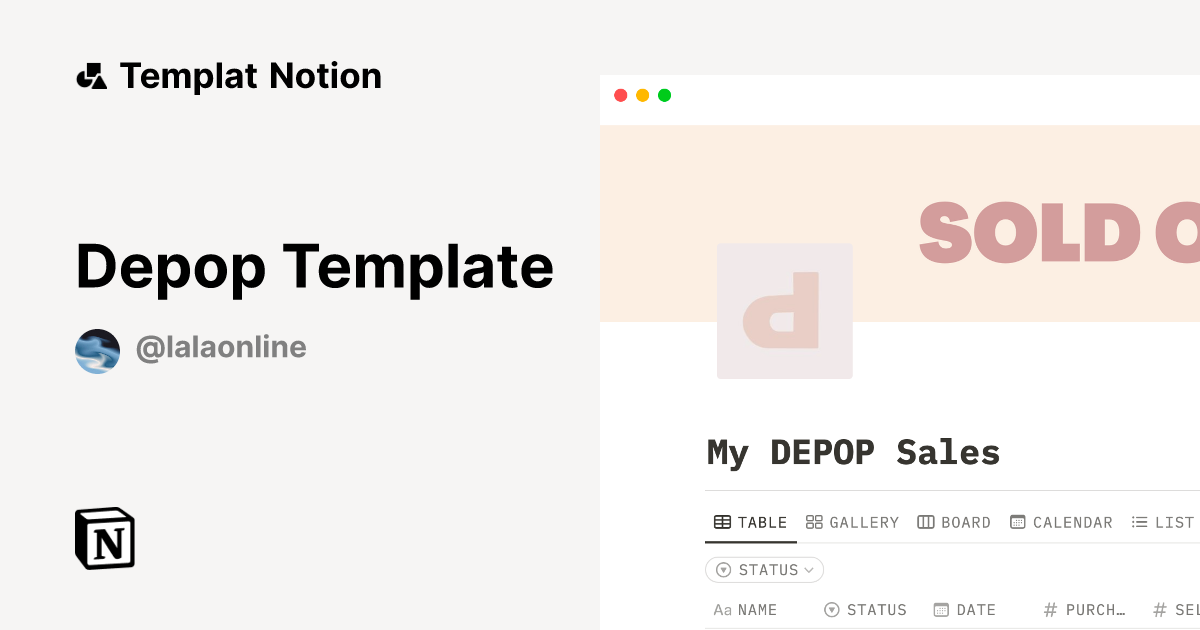 Templat Depop Template | Notion Marketplace