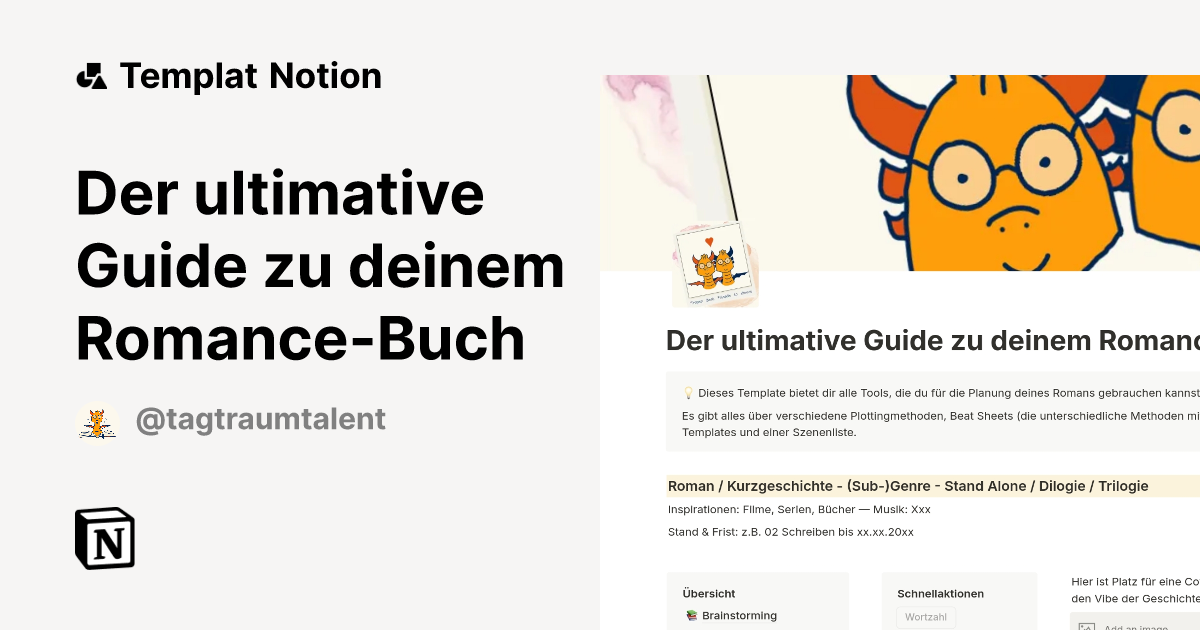 Templat Der ultimative Guide zu deinem Romance-Buch | Notion Marketplace