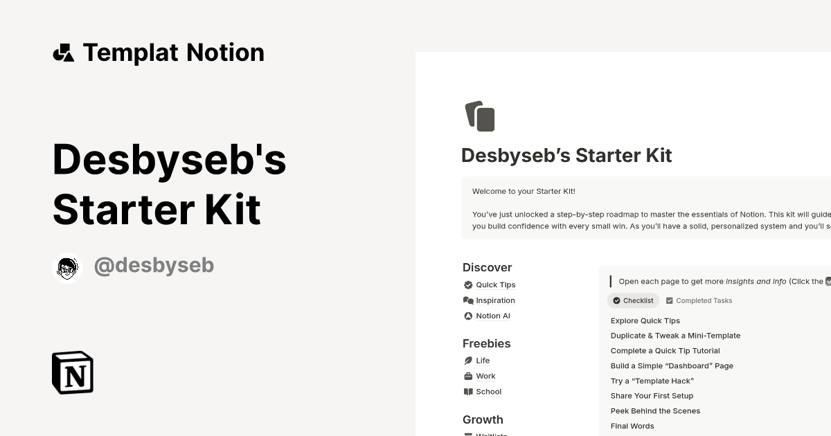 Templat Desbyseb's Starter Kit | Notion Marketplace
