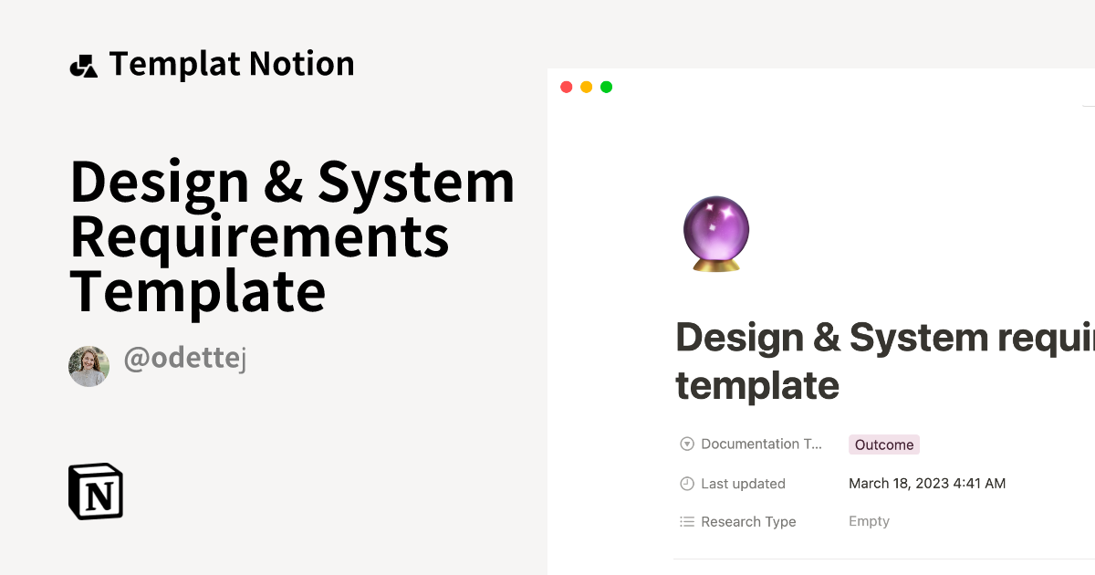 Design & System Requirements Template Templat oleh Odette Jansen ...