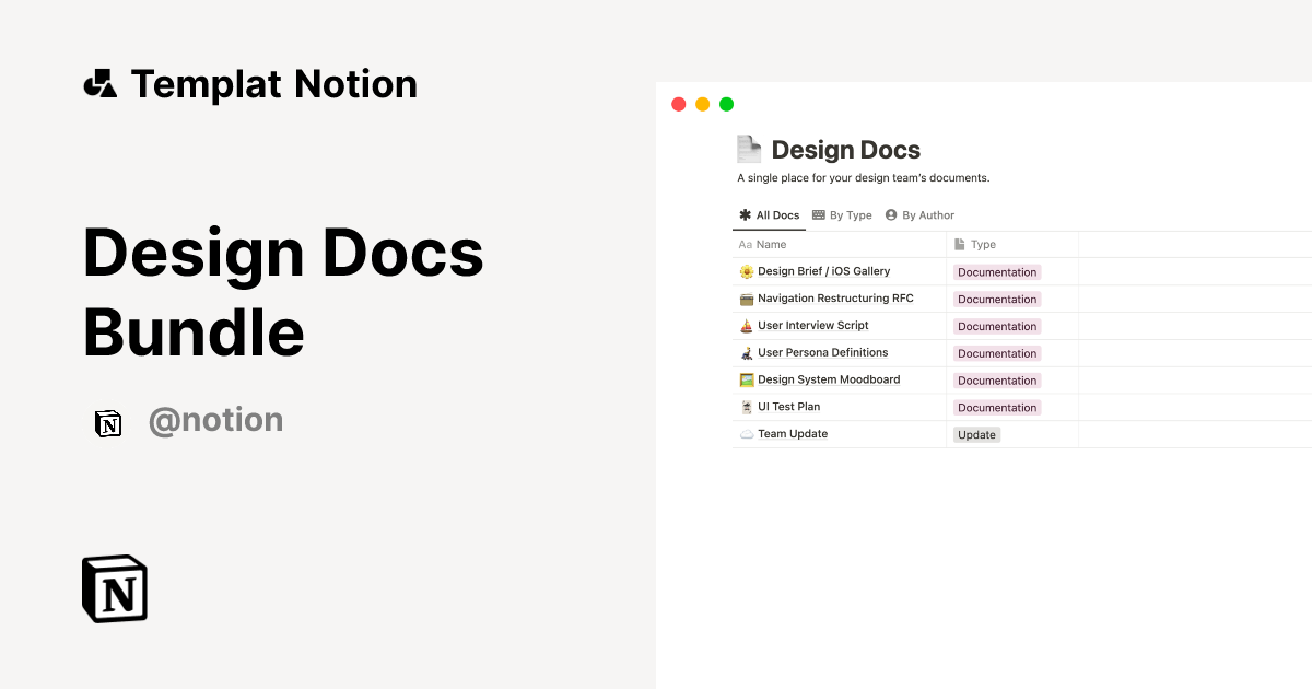 Templat Design Docs Bundle 2026 | Notion Marketplace