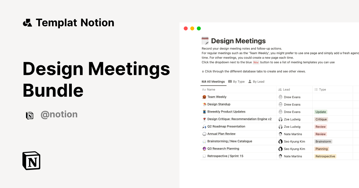 Templat Design Meetings Bundle 2025 | Notion Marketplace