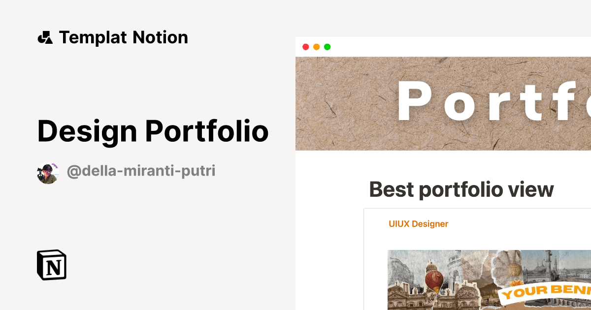 Design Portfolio Templat oleh Della Miranti Putri | Notion Marketplace