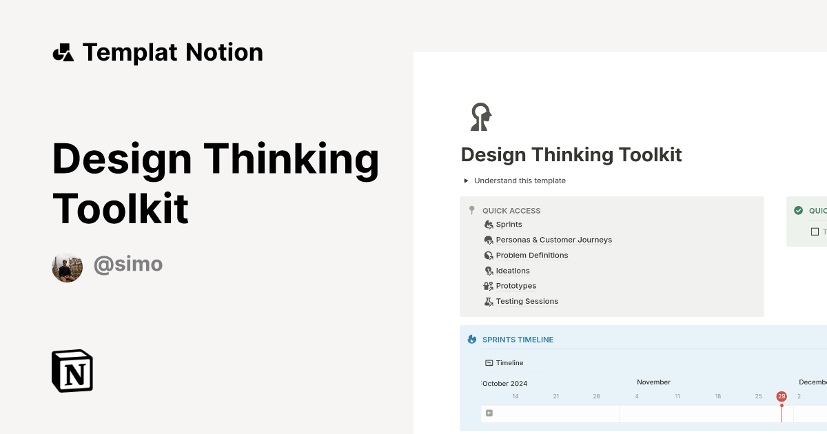 Design Thinking Toolkit Templat oleh Simone Smerilli | Notion Marketplace