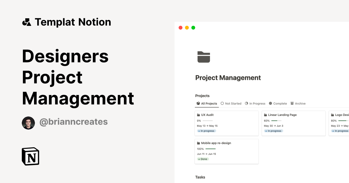 Templat Designers Project Management | Notion Marketplace