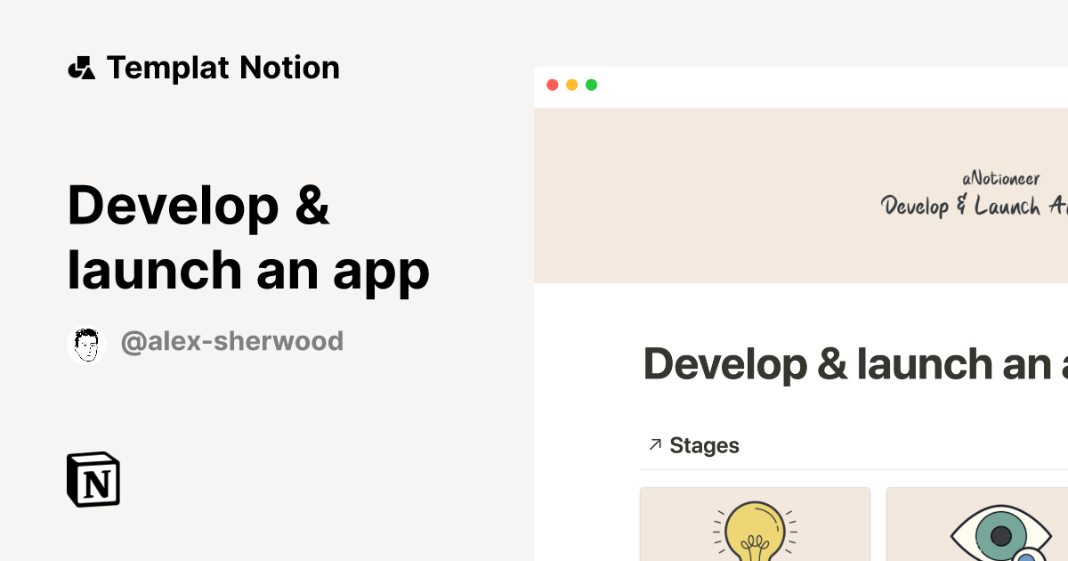 Templat Develop & launch an app | Notion Marketplace