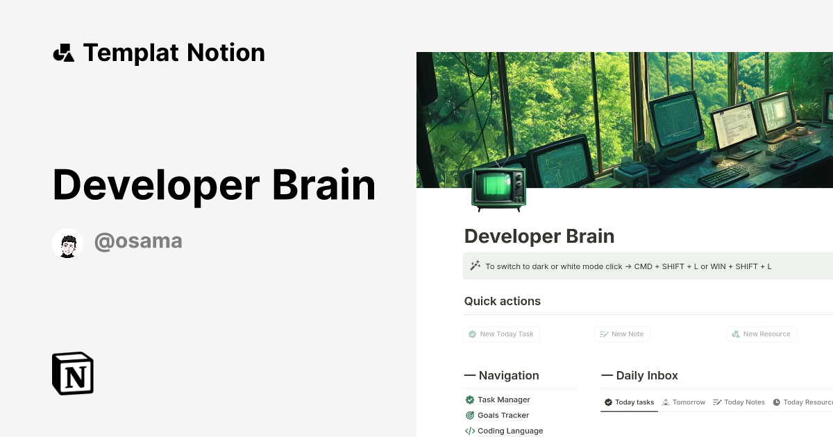 Templat Developer Brain | Notion Marketplace