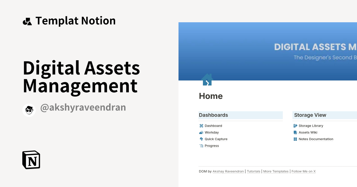 Digital Assets Management Templat oleh Akshay Raveendran | Notion Marketplace