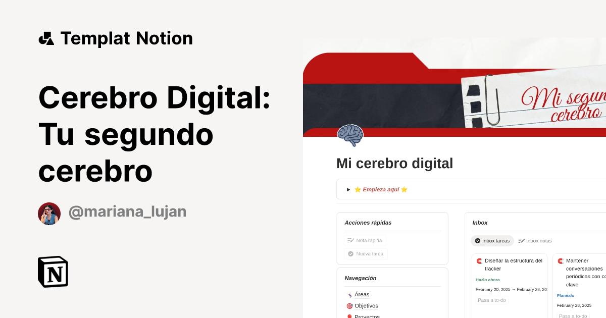 Templat Cerebro Digital: Tu segundo cerebro | Notion Marketplace